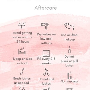 Lash Tech Printable Set | Pink Watercolour | Printable | Lash Extensions - Etsy