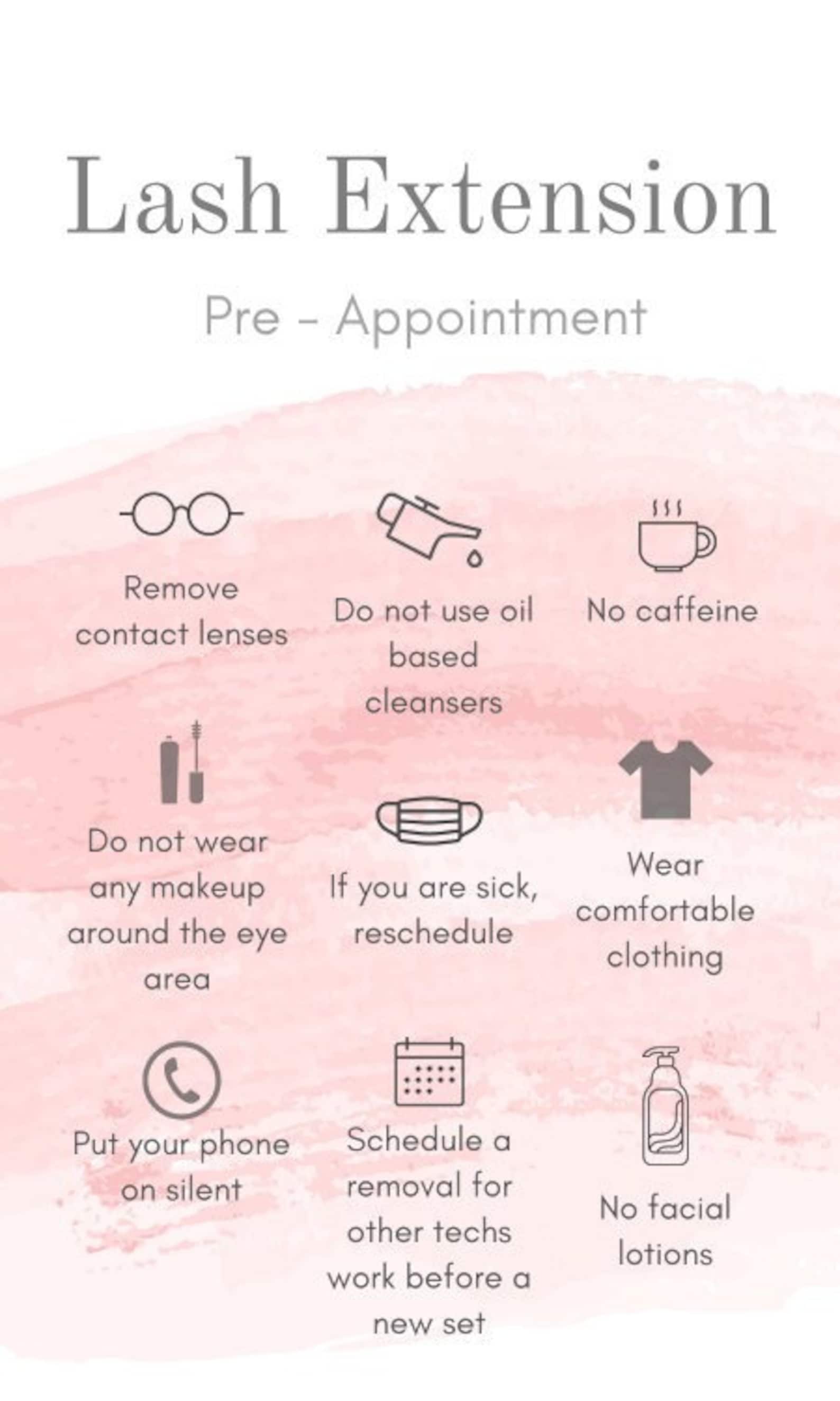 Lash Tech Printable Set | Pink Watercolour | Printable | Lash ...