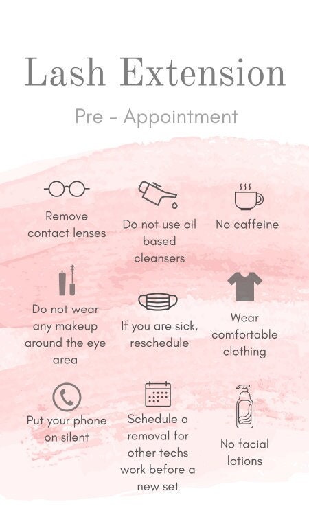 Lash Tech Printable Set | Pink Watercolour | Printable | Lash ...