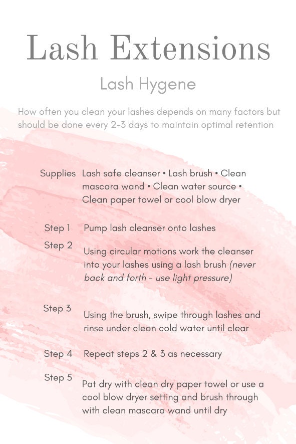 Lash Tech Printable Set | Pink Watercolour | Printable | Lash ...