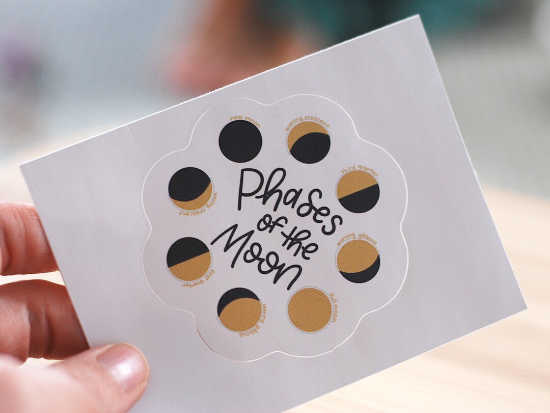 Phases of the Moon Sticker Water Bottle Sticker Nature Notebook ...