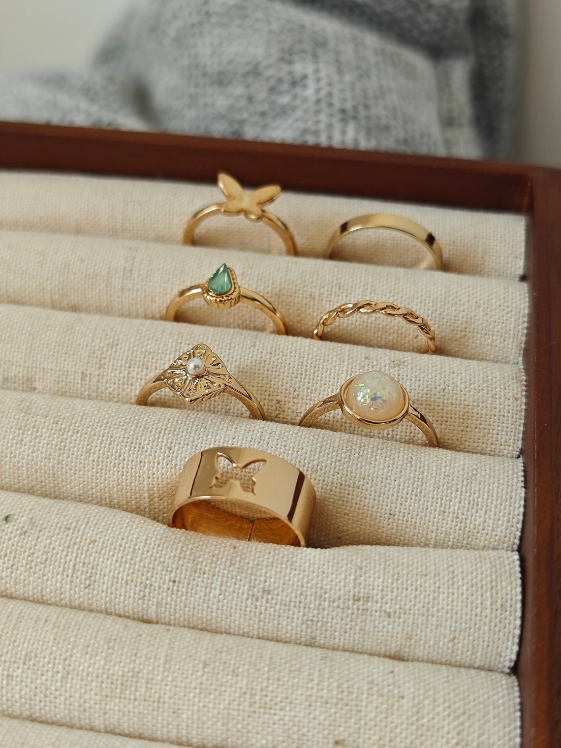 UK Seller! 7pcs Chic Gold Set Rings, Gold Ring Set ,gift for Her Gold ...