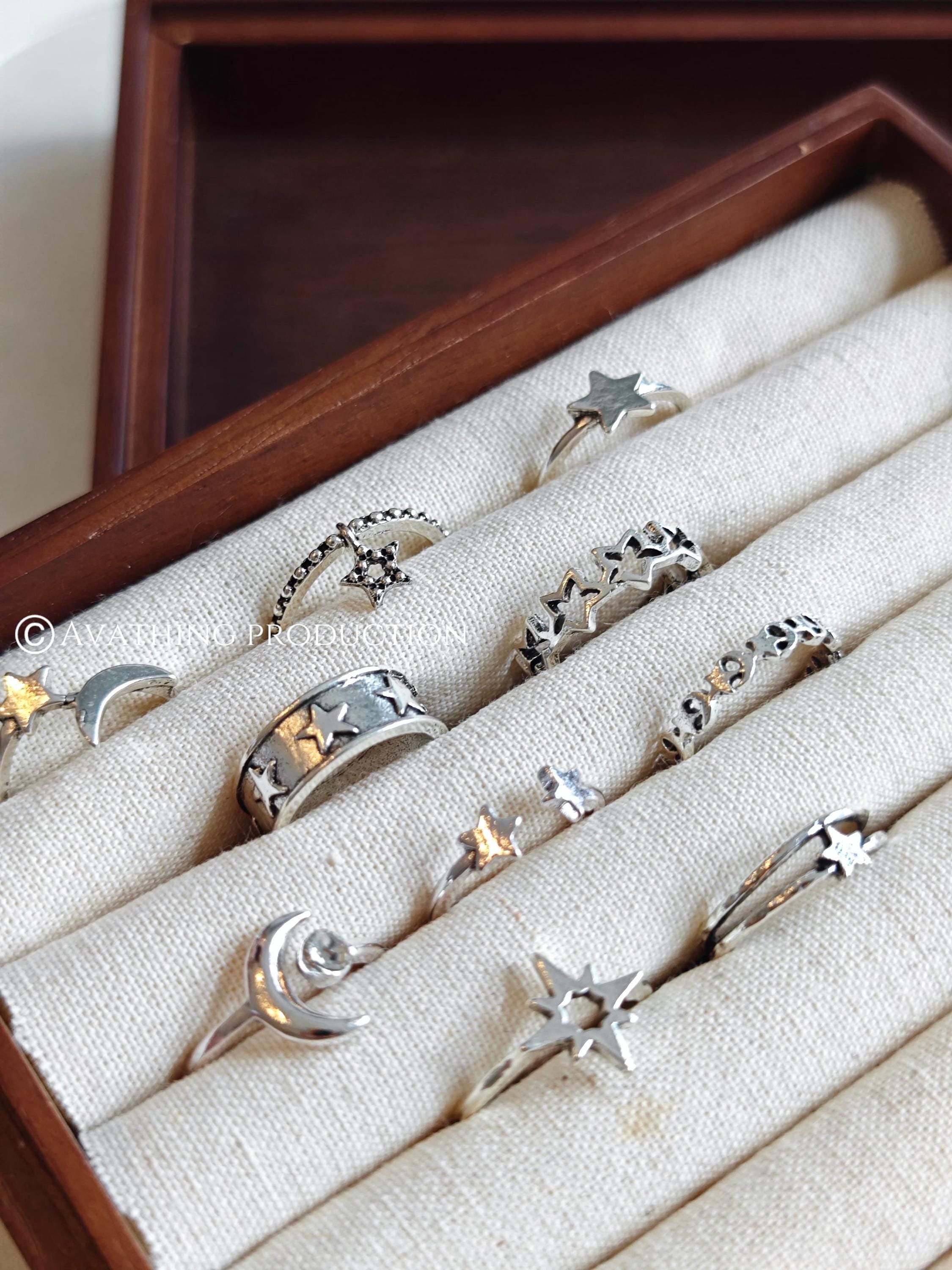 UK Seller! 10pcs Star Silver Retro Set Rings, Gold Ring Set ,gift for ...