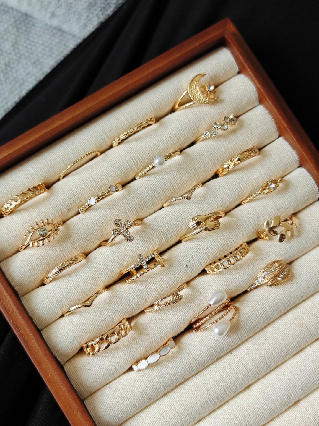 UK Seller! 23pcs Pearl Gold Set Rings, Gold Ring Set ,gift for Her Gold ...