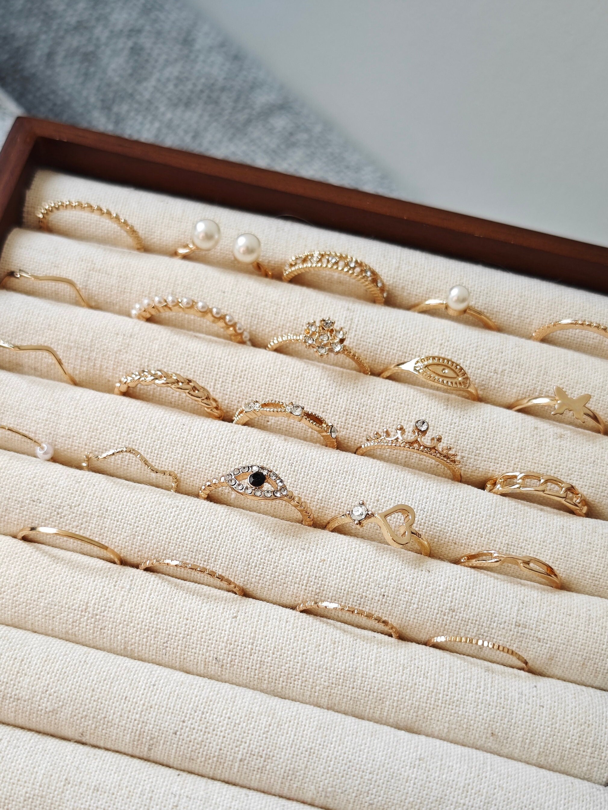 UK Seller! 24pcs Pearl Gold Set Rings, Gold Ring Set ,gift for Her Gold ...