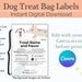 Editable Labels for Dog Treats, Pet Treats, Dog Snack Food Packaging ...