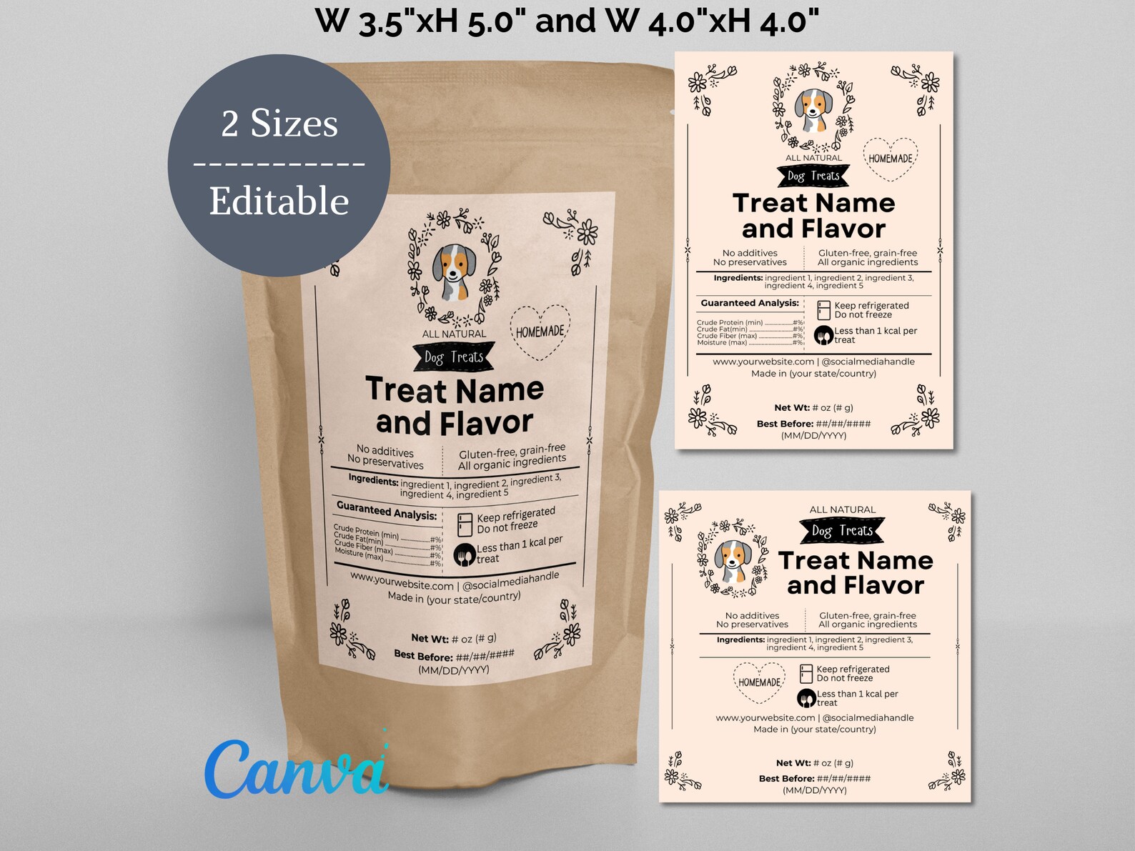 Editable Labels for Dog Treats, Cat Treats, Pet Treats, Dog Treat Bag ...