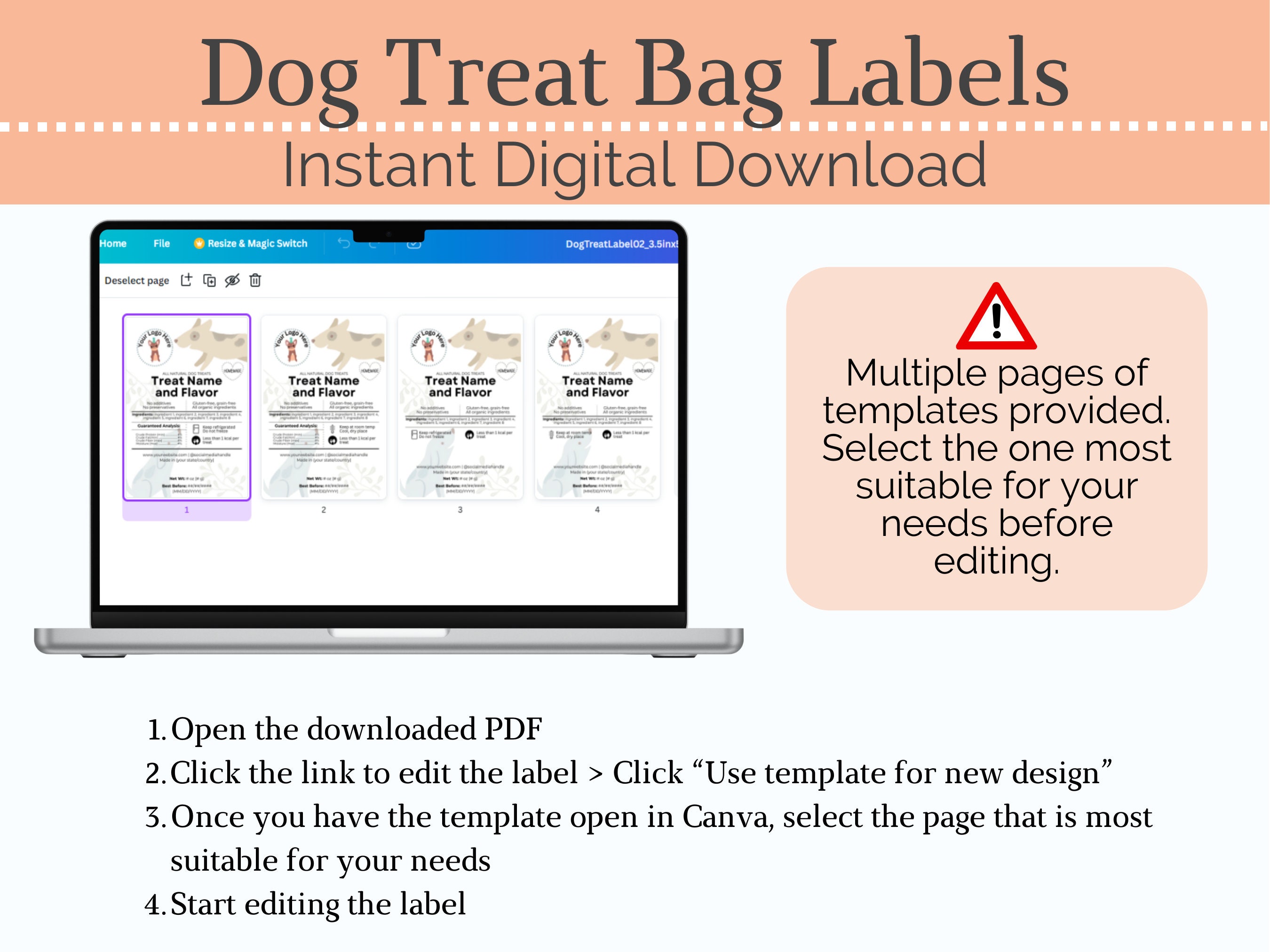 Editable Labels for Dog Treats, Pet Treats, Dog Snack Food Packaging ...