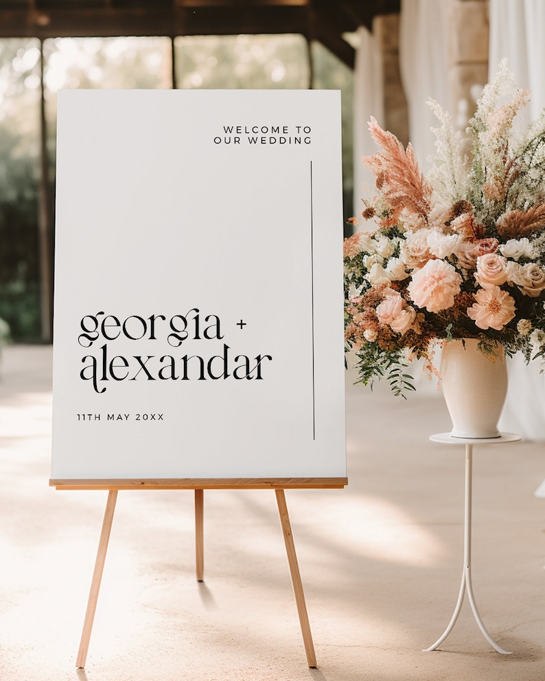 Modern Wedding Welcome Sign Template for Reception Sign Simple - Etsy