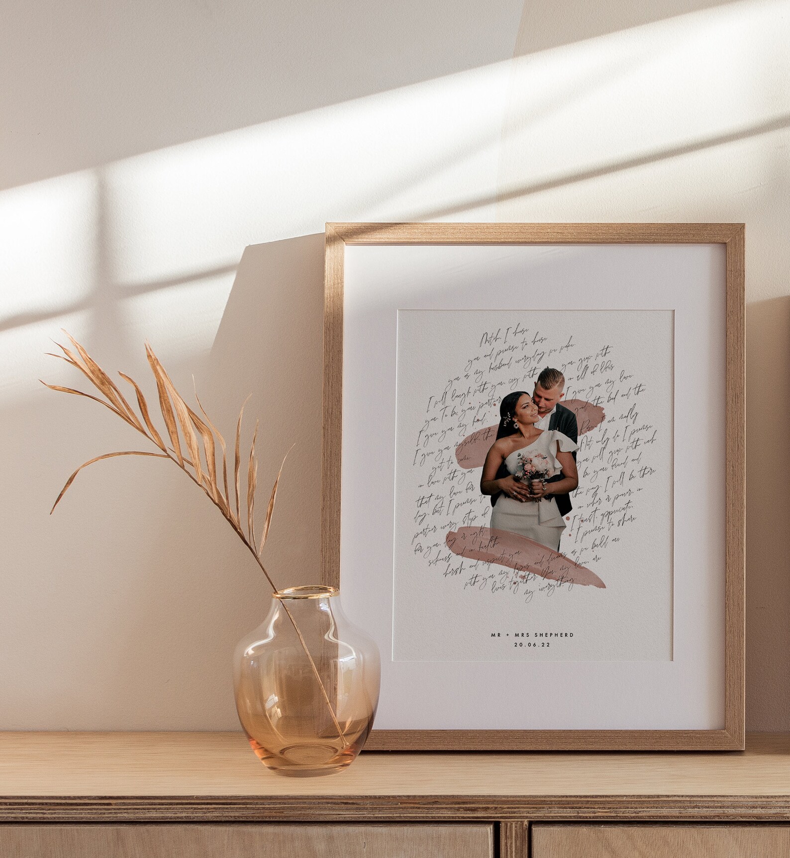 Wedding Vows Wall Art Custom Wedding Date Art for Newly Weds Gift for ...