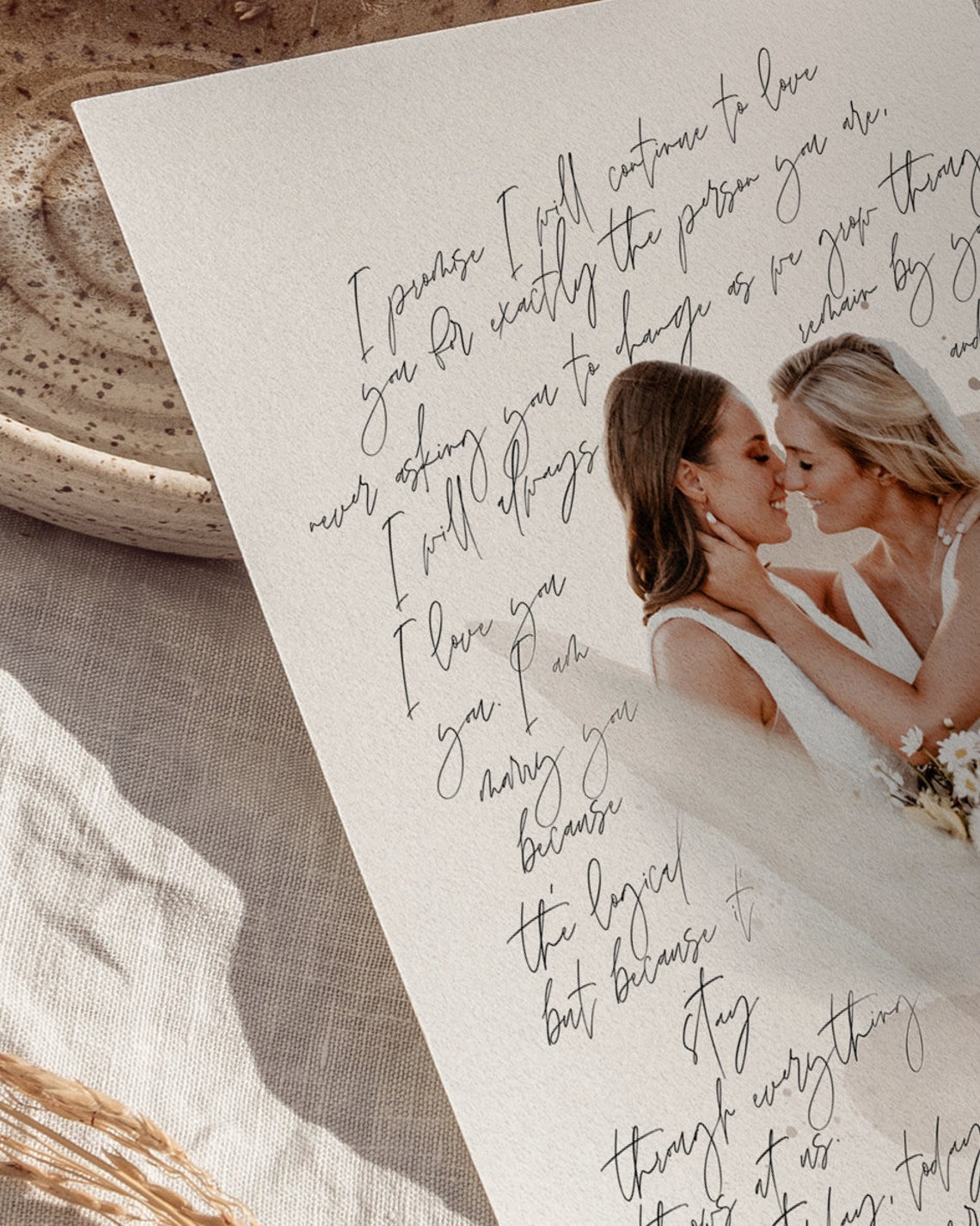 Wedding Vows Wall Art Custom Wedding Date Art for Newly Weds Gift for ...