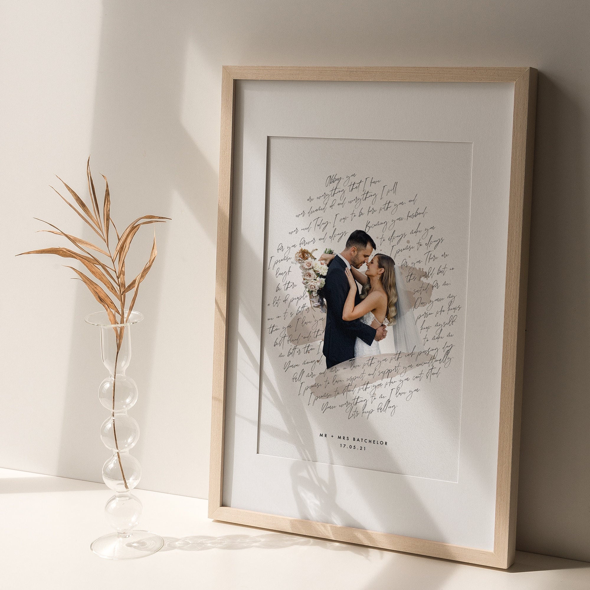 Wedding Vows Wall Art Custom Wedding Date Art for Newly Weds Gift for ...