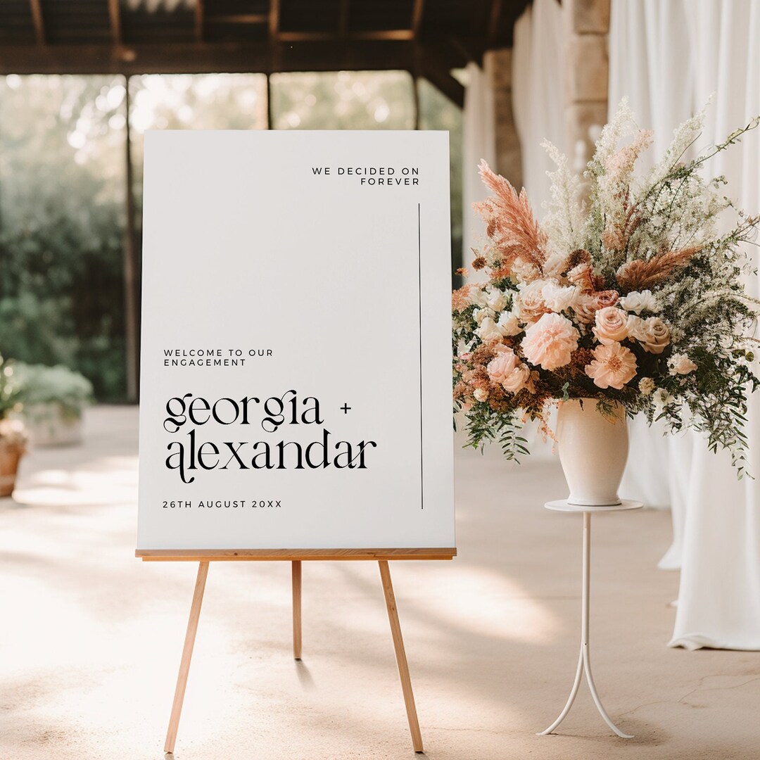 Engagement Party Welcome Sign Minimal Design DIY Template Engagement ...