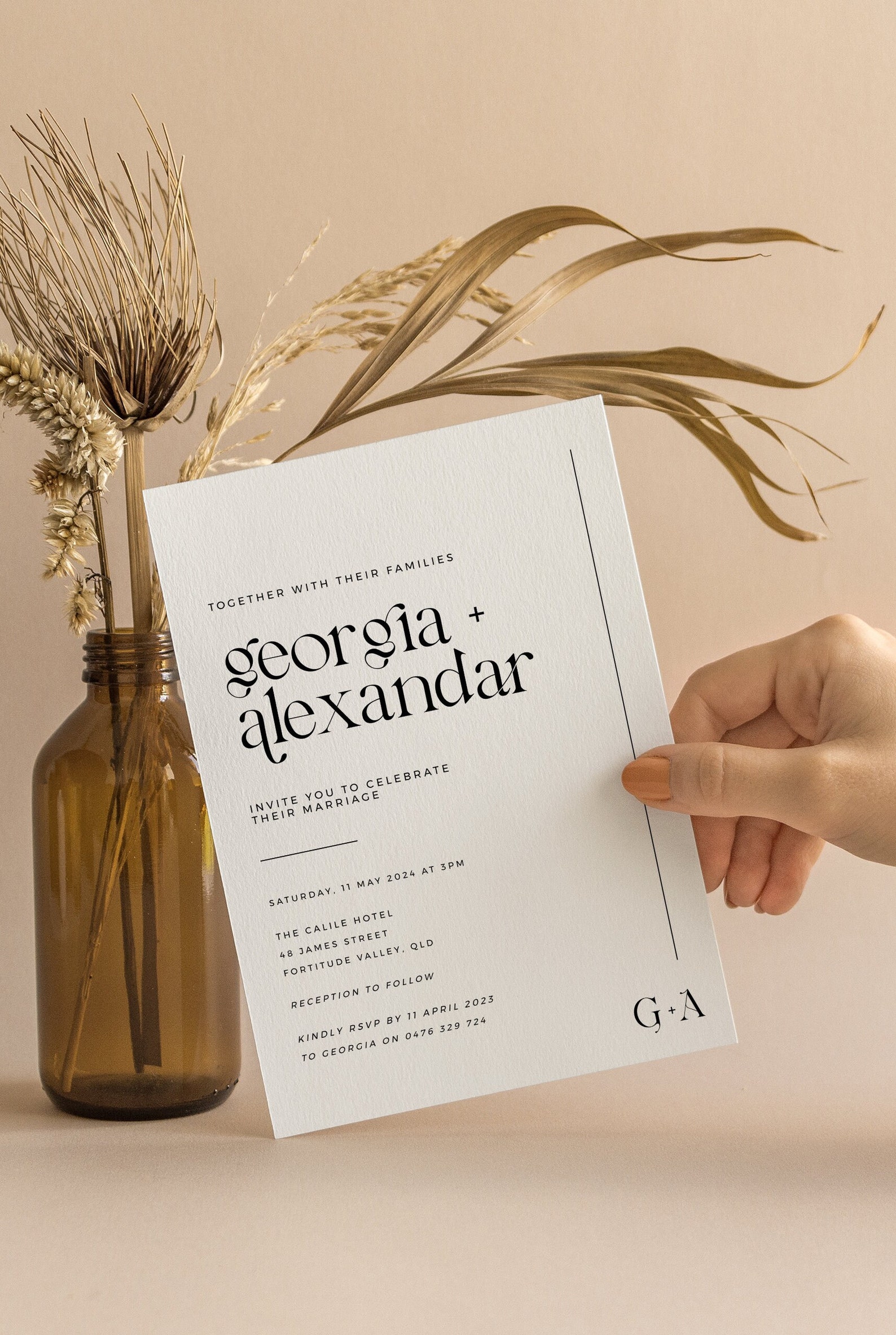 Minimal Wedding Invitation With Photo Invitation Printable - Etsy