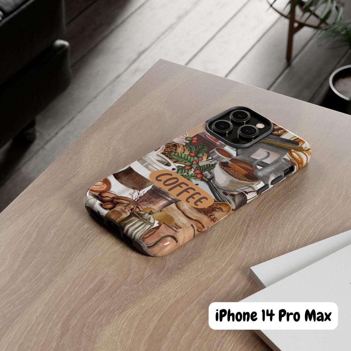 Coffee Phone Case, Watercolor Coffee Beans & Coffee Maker Design ...
