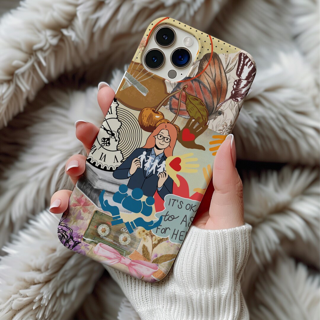 Therapist Collage Phone Case, Aesthetic Mental Health iPhone Cover ...