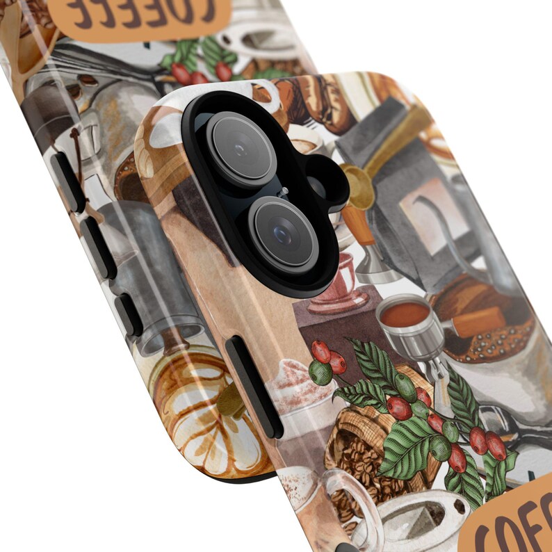 Coffee Phone Case, Watercolor Coffee Beans & Coffee Maker Design ...