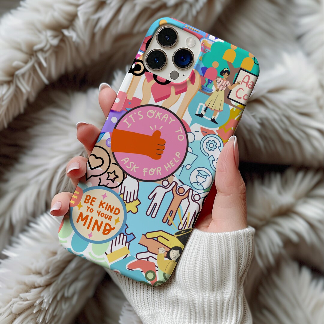 Mental Health Collage Phone Case, Inspirational Self-care iPhone Cover ...
