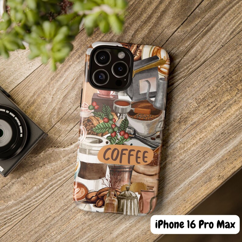 Coffee Phone Case, Watercolor Coffee Beans & Coffee Maker Design ...