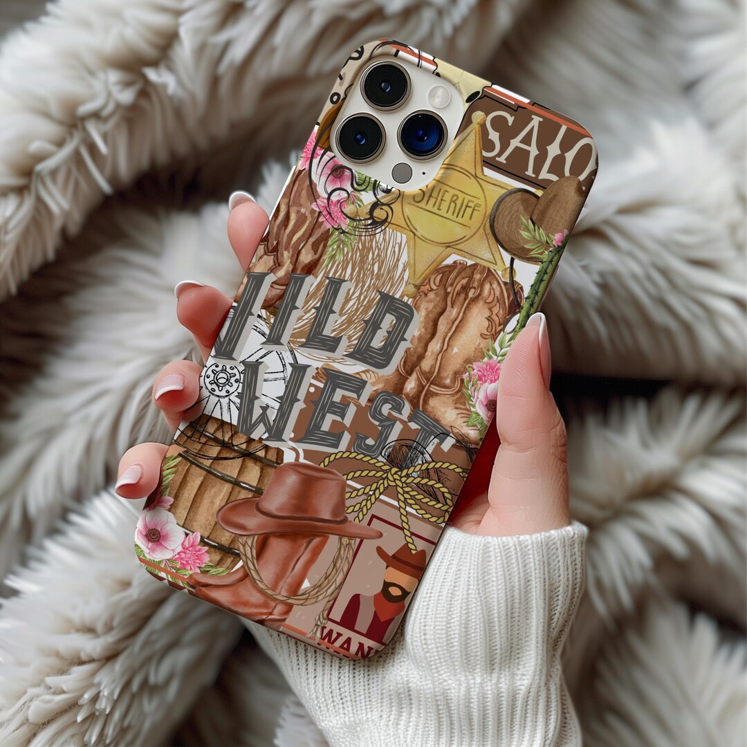 Wild West Collage Phone Case, Vintage Western Aesthetic iPhone Cover ...