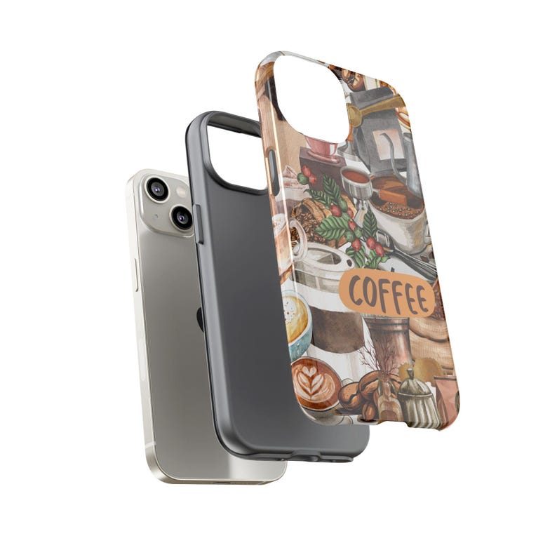 Coffee Phone Case, Watercolor Coffee Beans & Coffee Maker Design ...