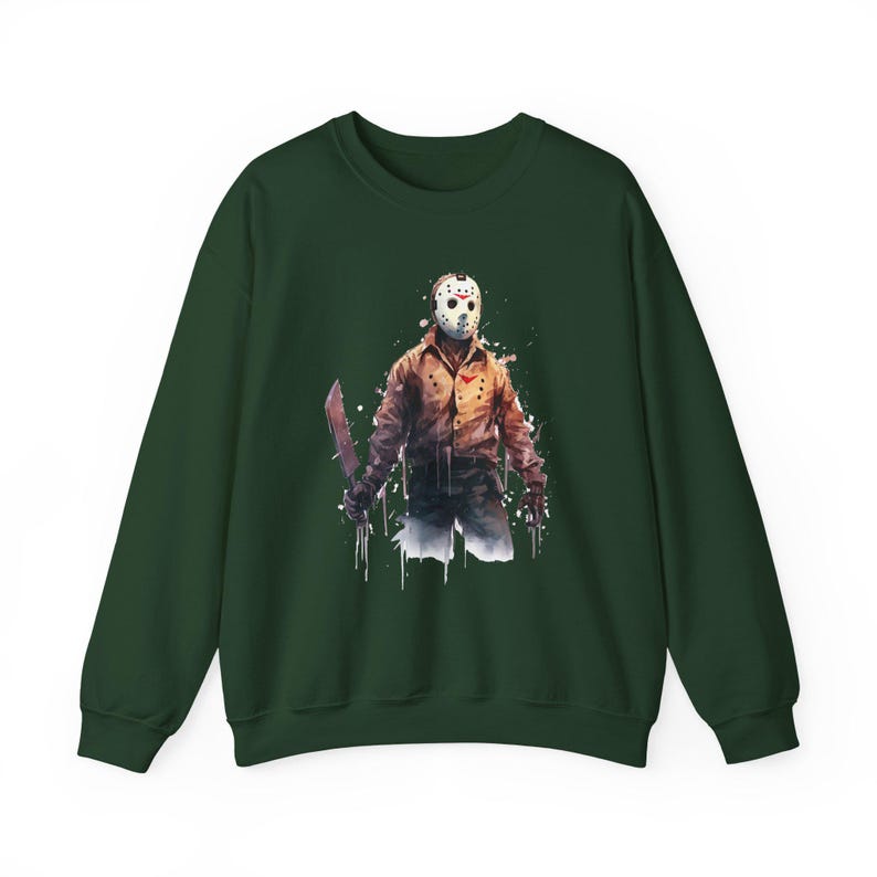 Jason Voorhees Sweatshirt, Friday the 13th Horror Movie Crewneck ...
