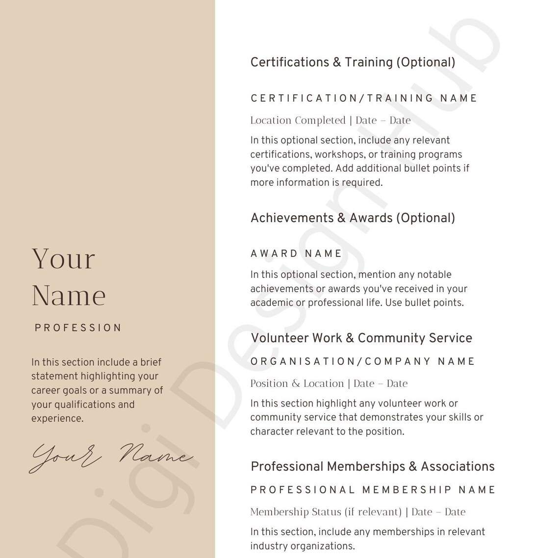 Resume Template for Canva Professional CV Template, Canva Modern Resume ...