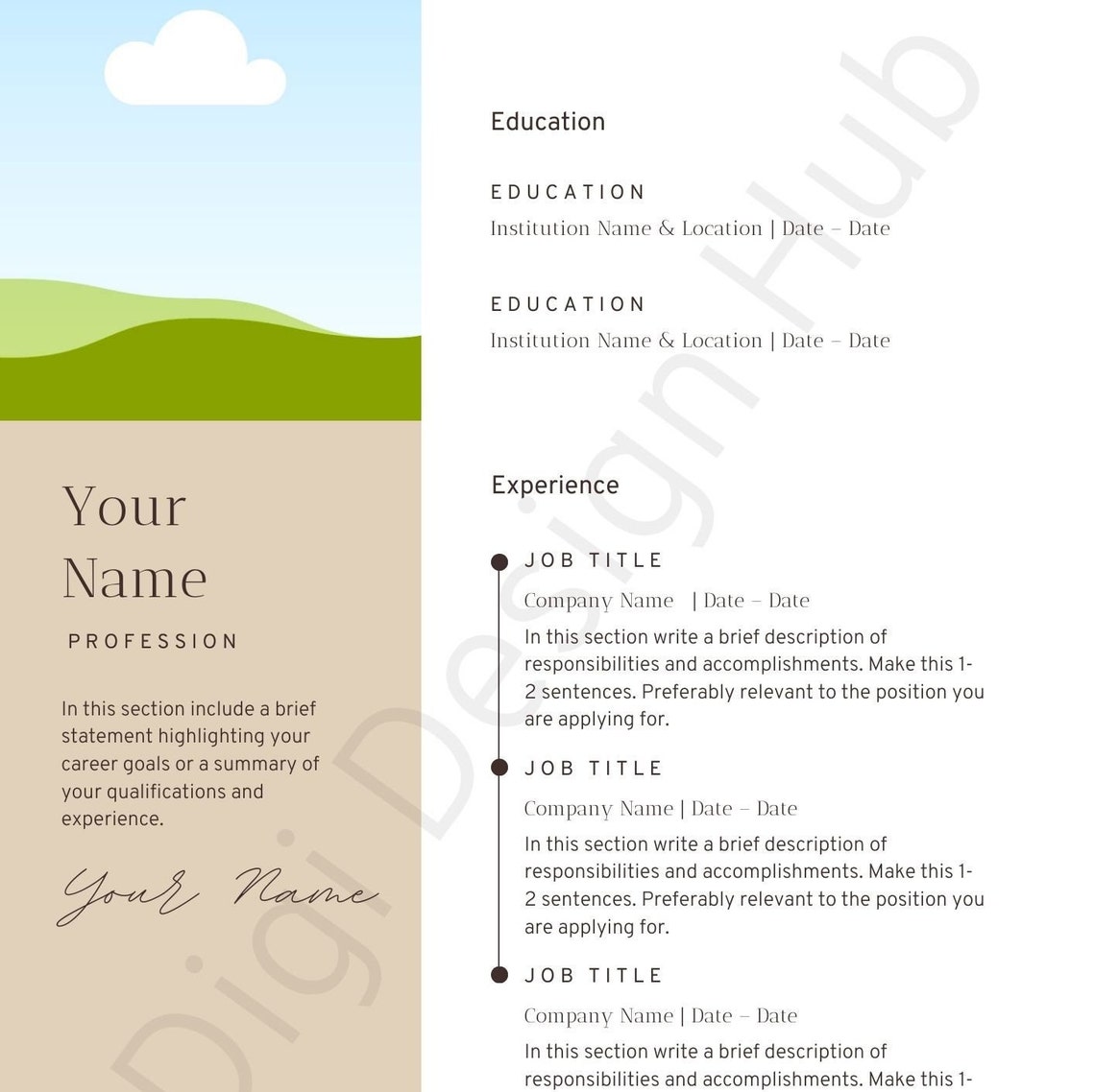 Resume Template for Canva Professional CV Template, Canva Modern Resume ...