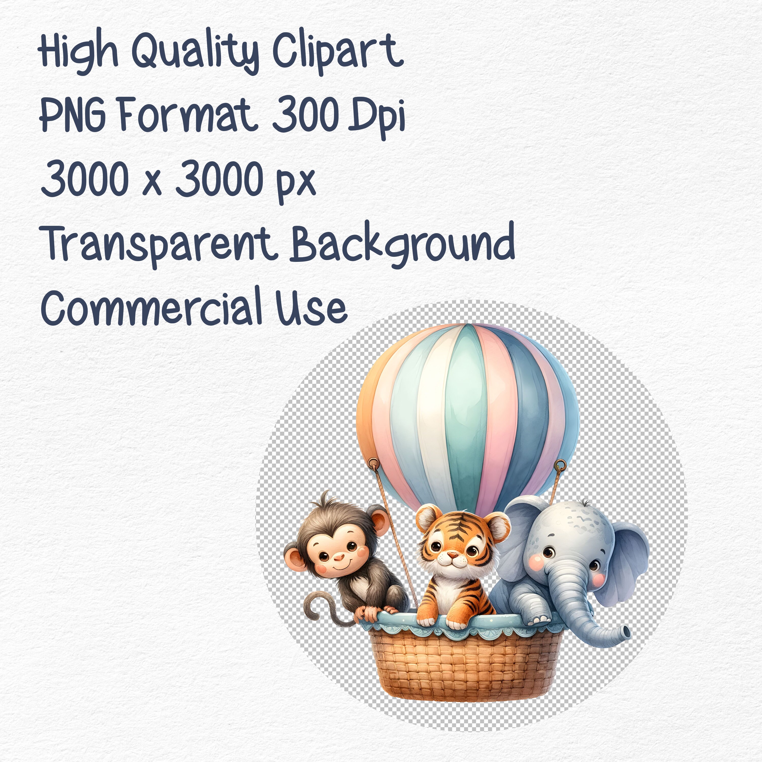 Safari Animals Hot Air Balloon,safari Baby Shower,safari Animal Clipart ...