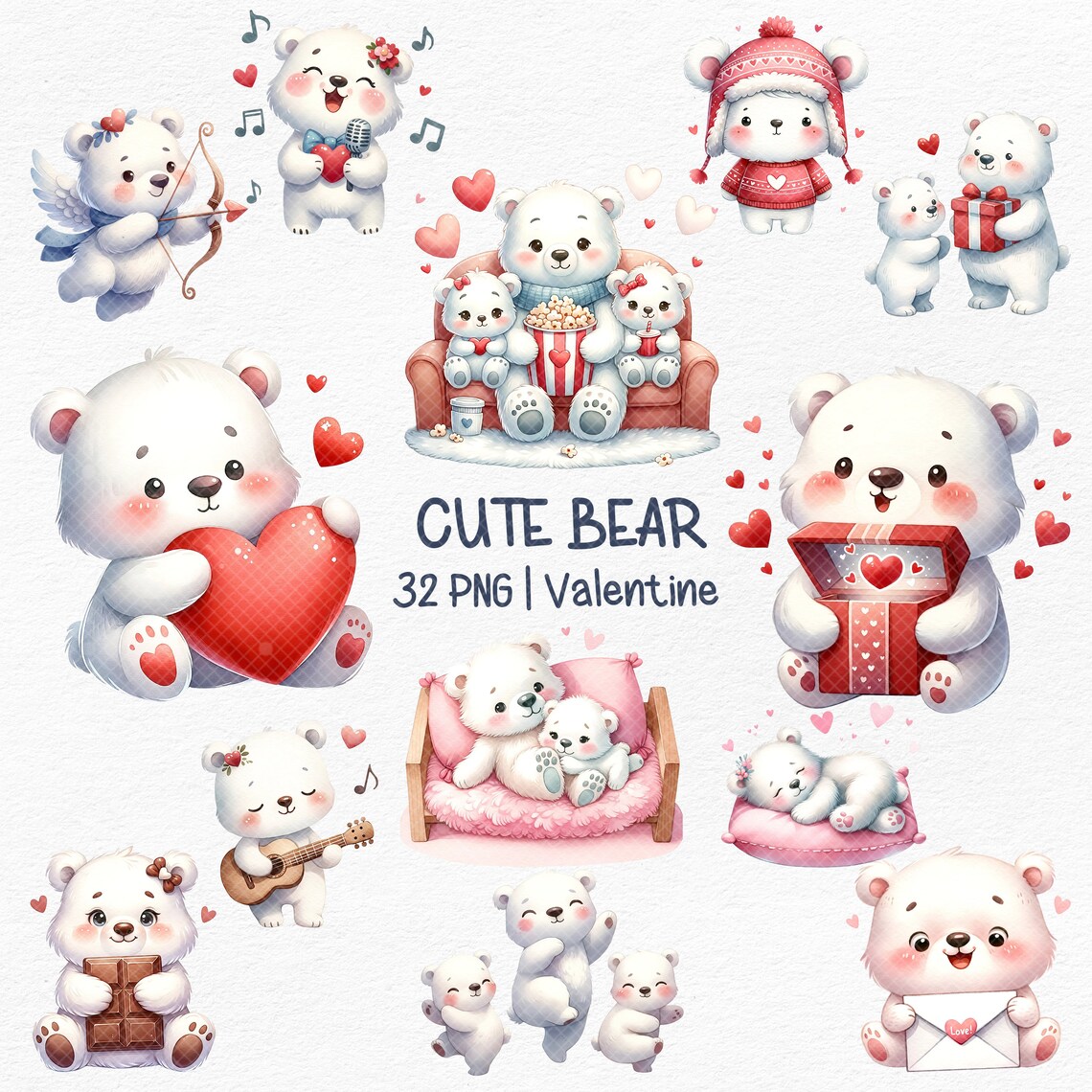 Cute Valentine Polar Bear,valentine Bear Png,valentine Day Cards ...