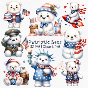 Patriotic Bear Clipart,july 4th Bear Clipart,patriotic Clipart Fourth ...