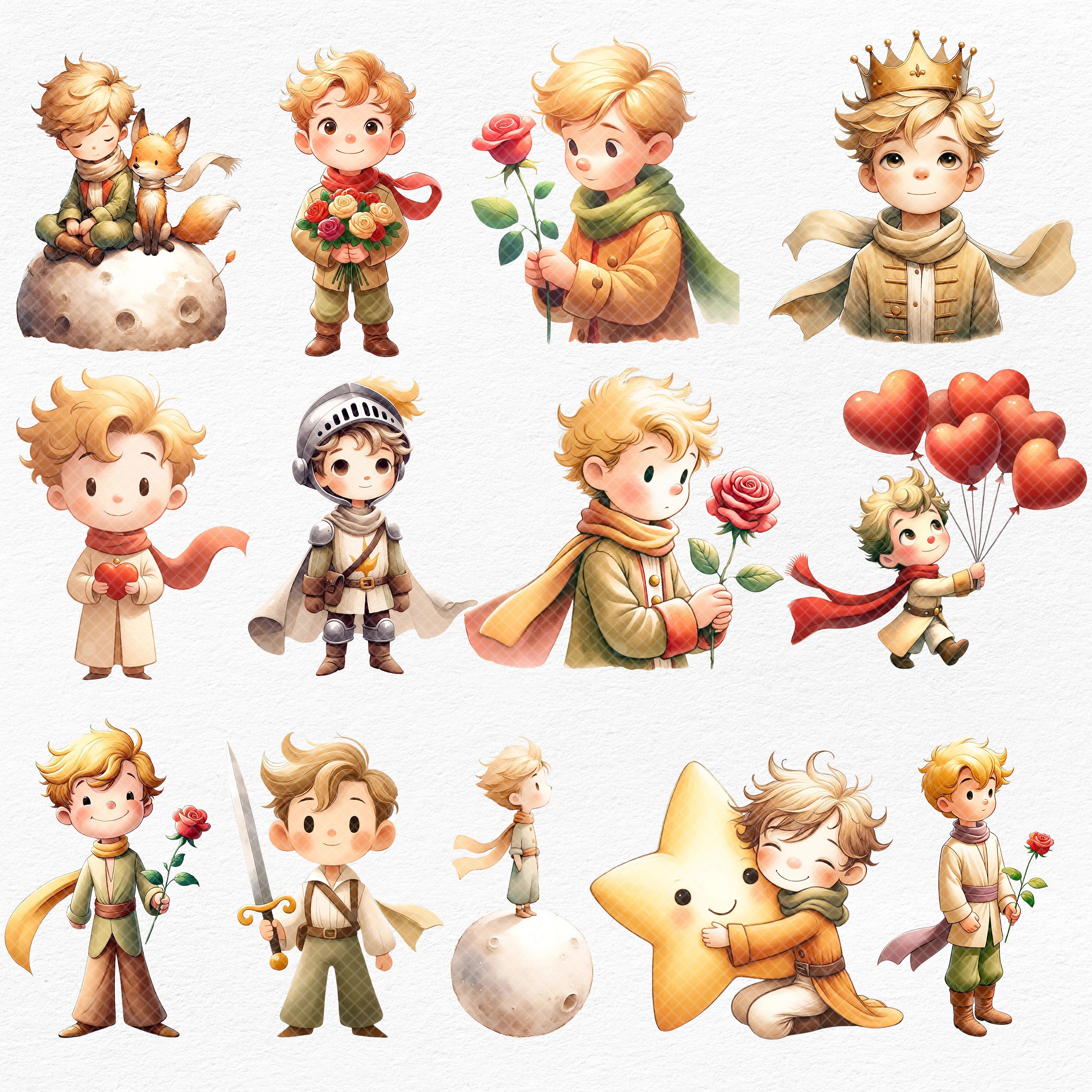 Little Prince Clipart Watercolor, Little Prince Png, Cute Illustrations ...