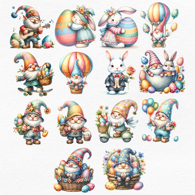 Easter Gnome Clipart Collection,easter Gnome Png,festive Spring Gnomes ...