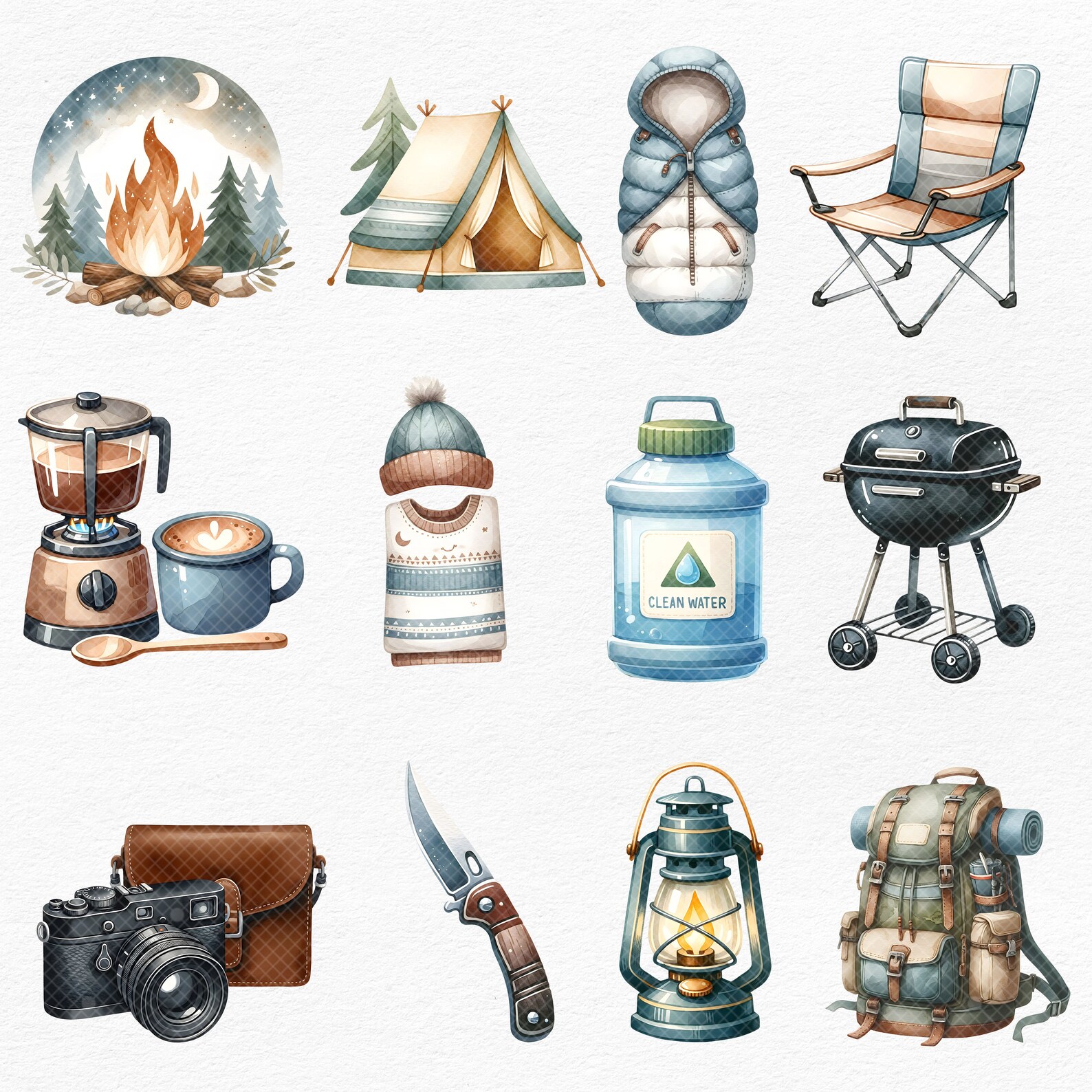 Bear Camping Watercolor,camping Bear Camping Animals ,summer Bear ...