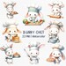 Watercolor Bunny Chef Clipart, Cute Rabbit Cooking Digital PNG, Kitchen ...