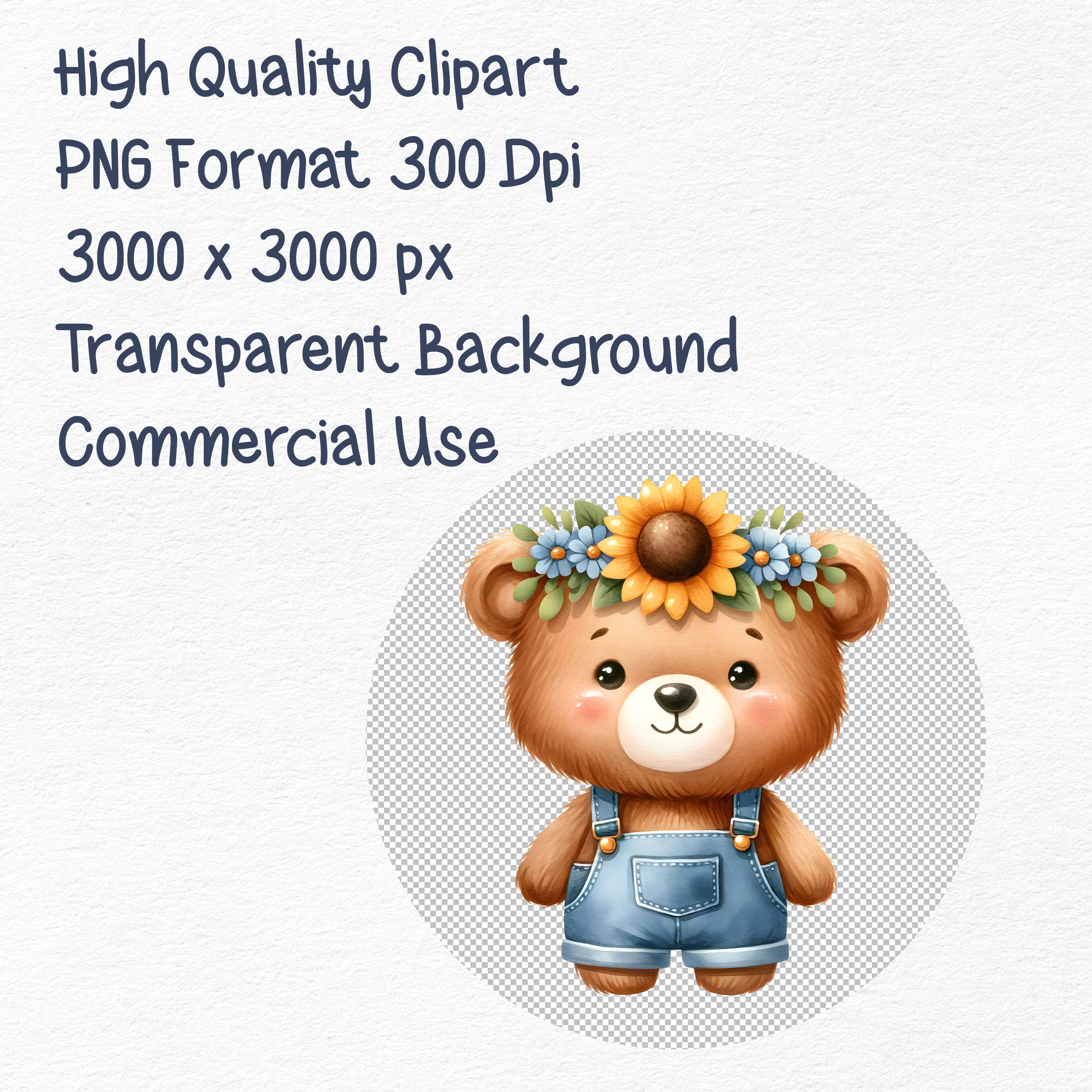 Bear Sunflower Clipart,teddy Bear Sunflower,teddy Bear Clipart, Cute ...