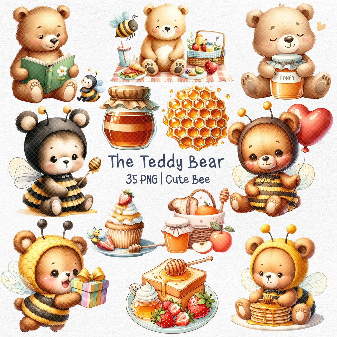 Bear Bee Clipart,bee Bear,honey Bee Clipart,spring Clipart,cute ...