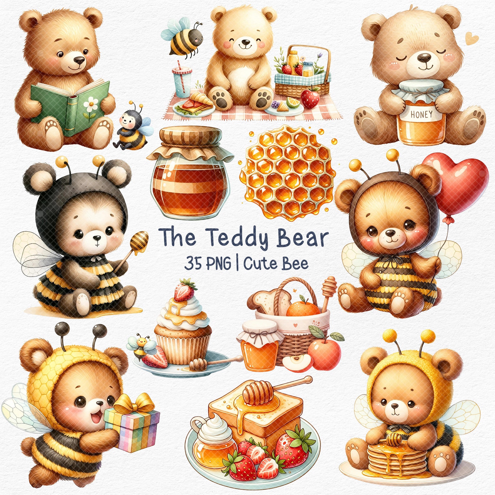 Bear Bee Clipart,bee Bear,honey Bee Clipart,spring Clipart,cute ...