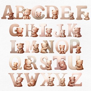 Teddy Bear Alphabet,letters Png, Alphabet Png,nursery Decor, Cute Bear ...