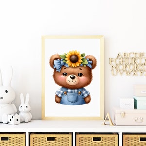 Bear Sunflower Clipart,teddy Bear Sunflower,teddy Bear Clipart, Cute ...