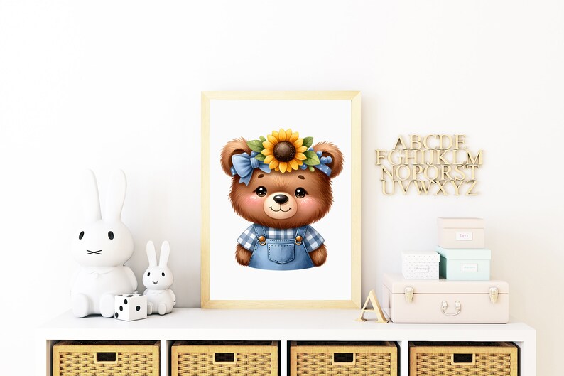 Bear Sunflower Clipart,teddy Bear Sunflower,teddy Bear Clipart, Cute ...