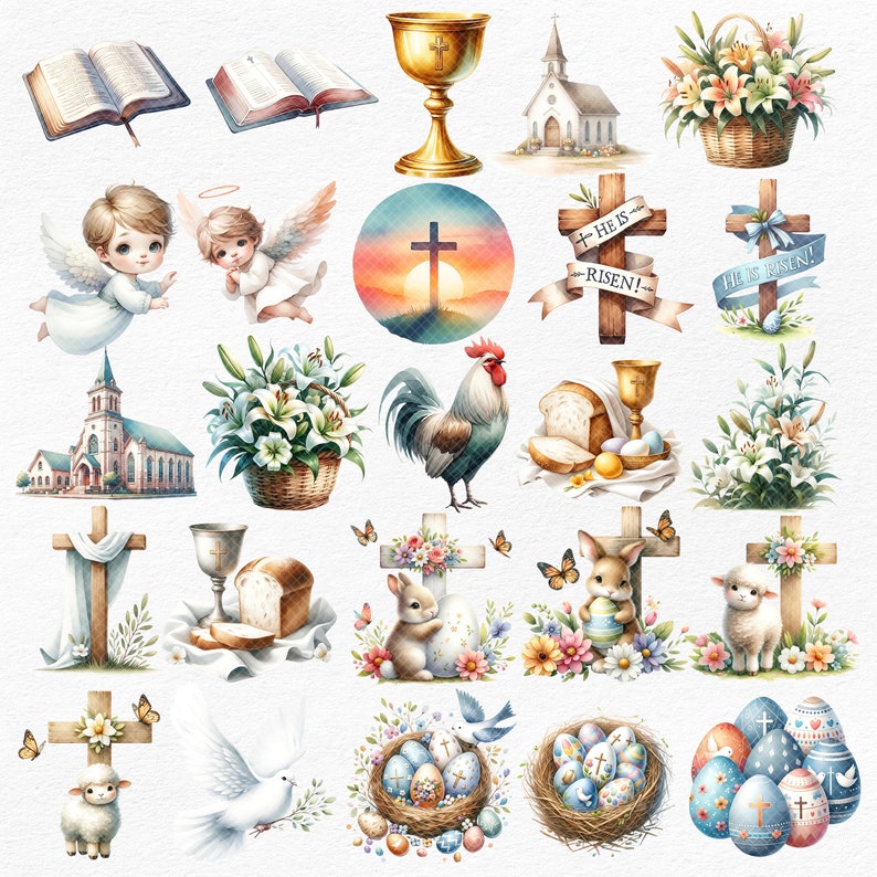 Easter Christian Watercolor,christianity Easter,jesus Easter Kids,he is ...