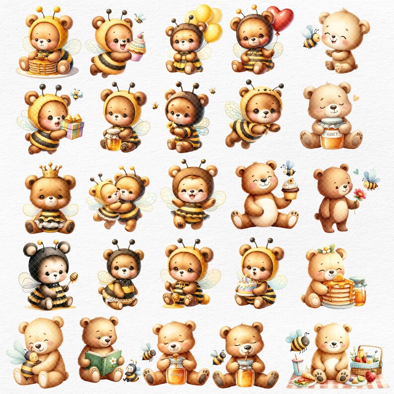 Bear Bee Clipart,bee Bear,honey Bee Clipart,spring Clipart,cute ...