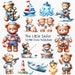 Little Sailor Bear,teddy Bear Watercolor Clipart,teddy Bear Clipart ...