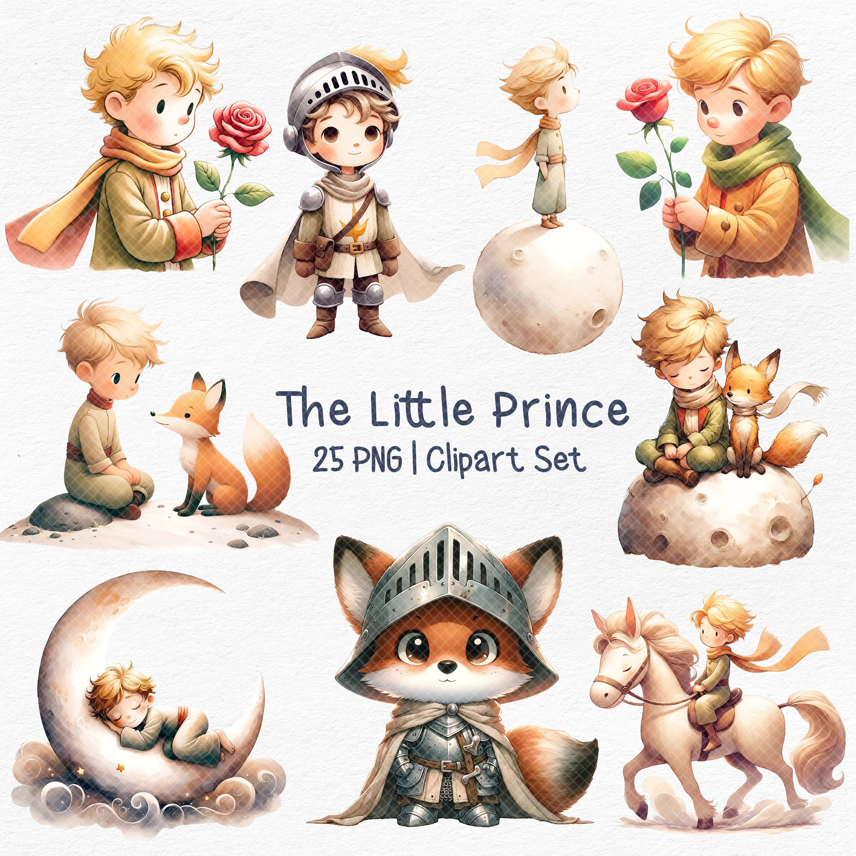 Little Prince Clipart Watercolor, Little Prince Png, Cute Illustrations ...