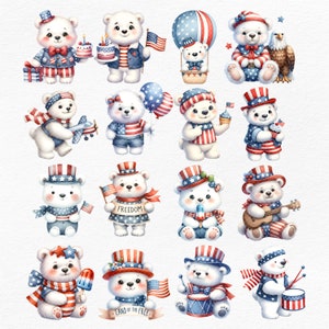 Patriotic Bear Clipart,july 4th Bear Clipart,patriotic Clipart Fourth ...