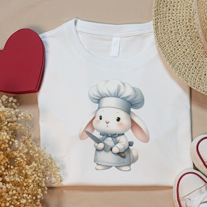 Watercolor Bunny Chef Clipart, Cute Rabbit Cooking Digital PNG, Kitchen ...