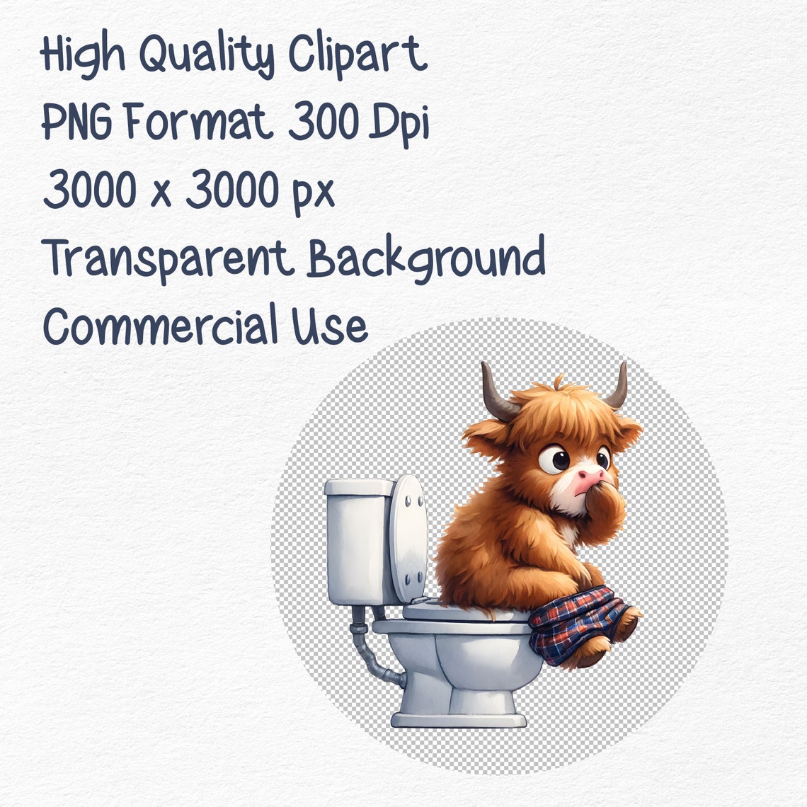 Highland Cows Toilet Clipart Png, Funny Animal Clipart,highland Cow ...