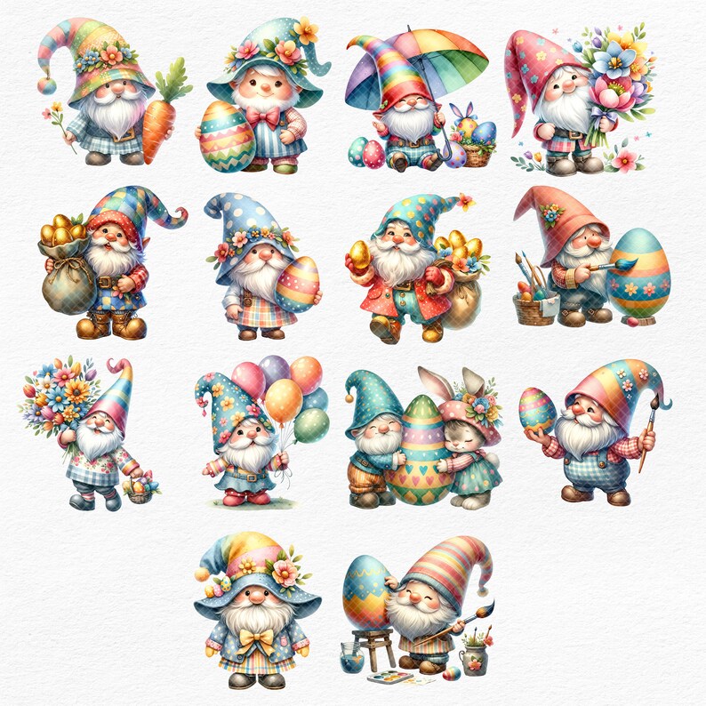 Easter Gnome Clipart Collection,easter Gnome Png,festive Spring Gnomes ...