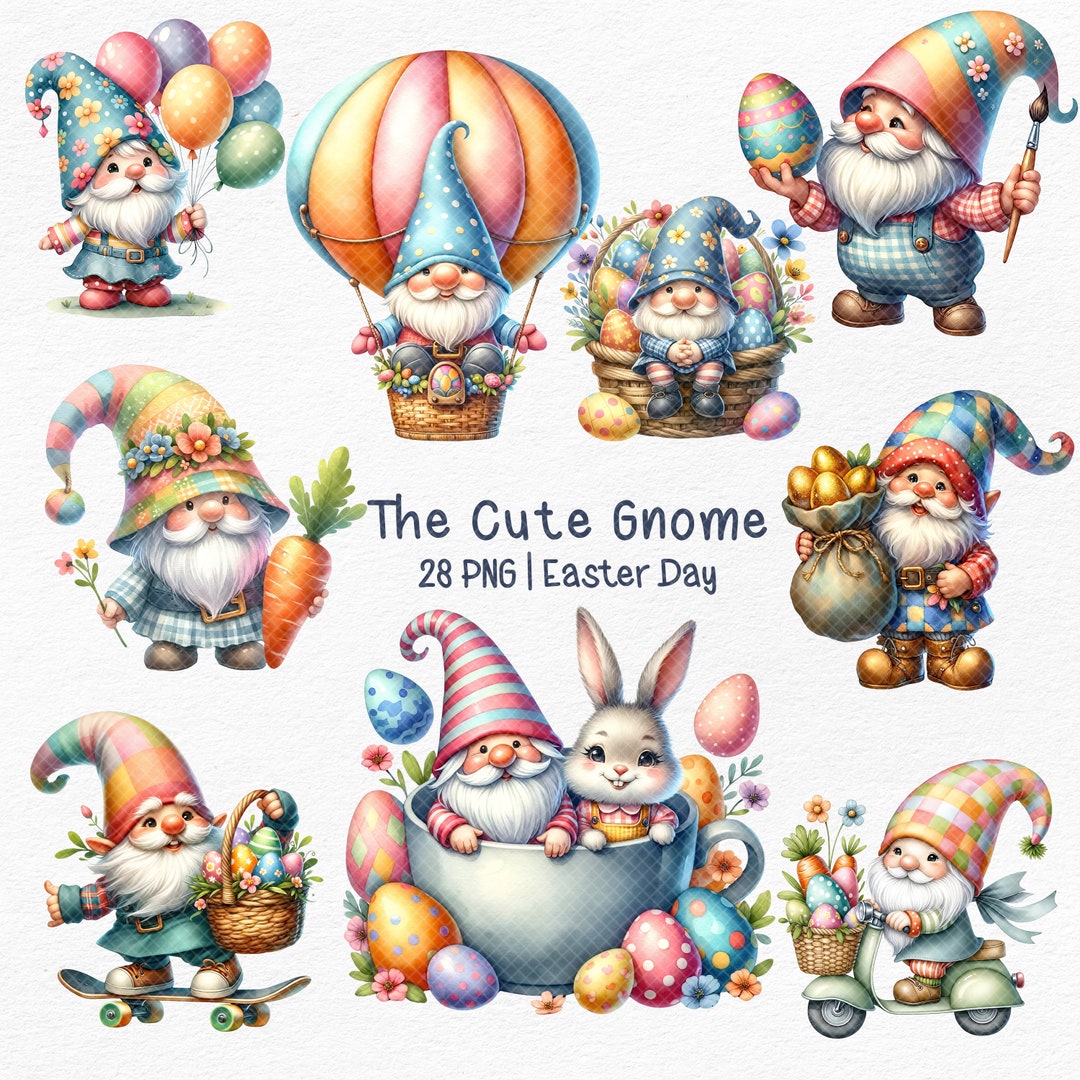 Easter Gnome Clipart Collection,easter Gnome Png,festive Spring Gnomes ...